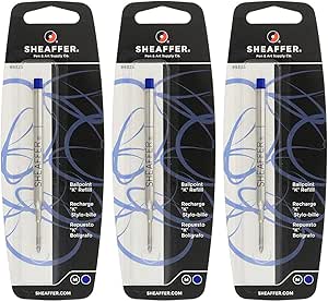 Amazon.com : Sheaffer K Ballpoint Pen Refill, Medium Point, Blue Ink, 3 ...