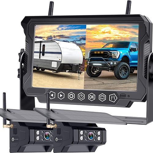 FHD 1080P Digital Wireless Dual Backup Camera 7'' DVR Monitor Kit Split ...