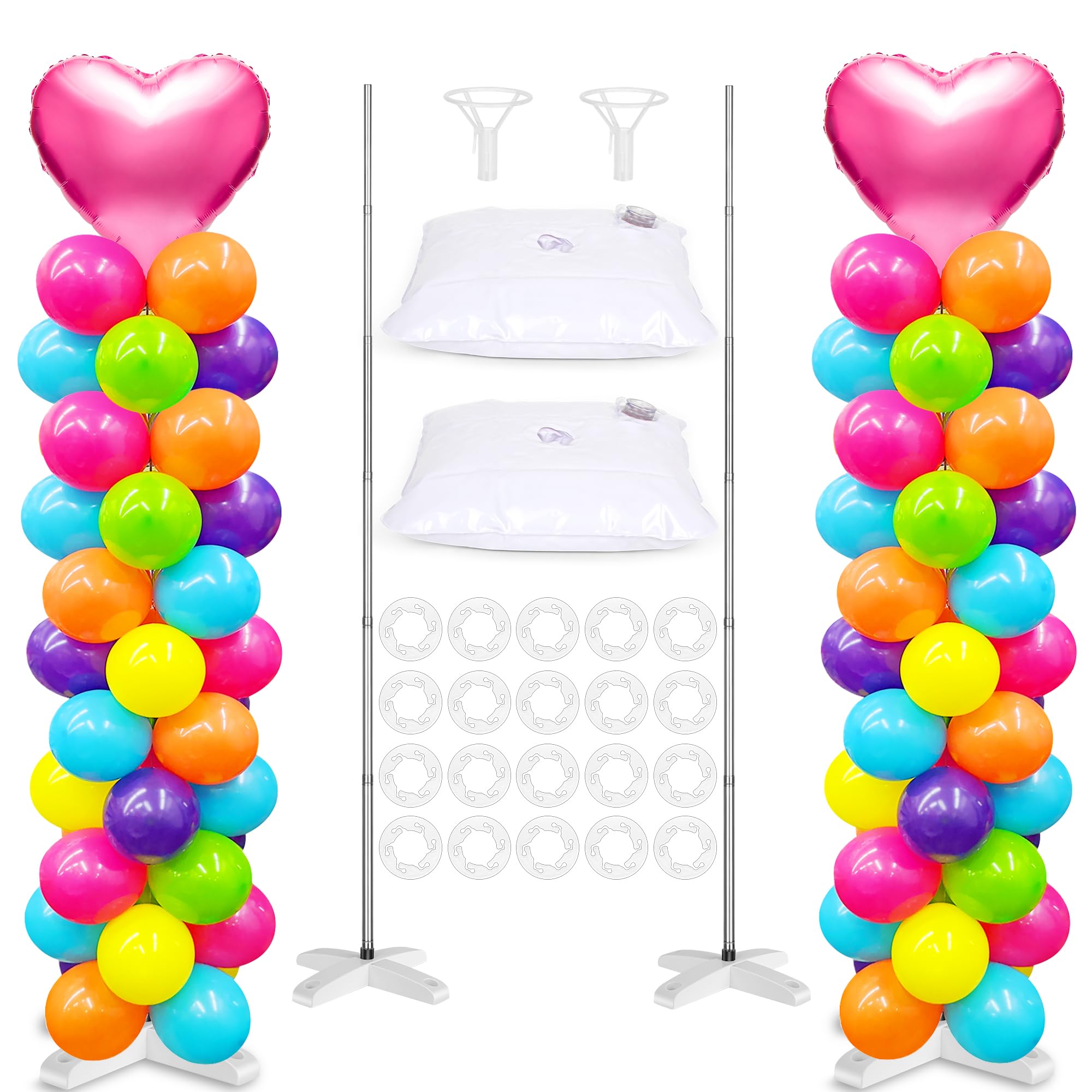 Toosci 2 Sets Adjustable Balloon Column Stand Kit, Metal 9 Feet Balloon ...