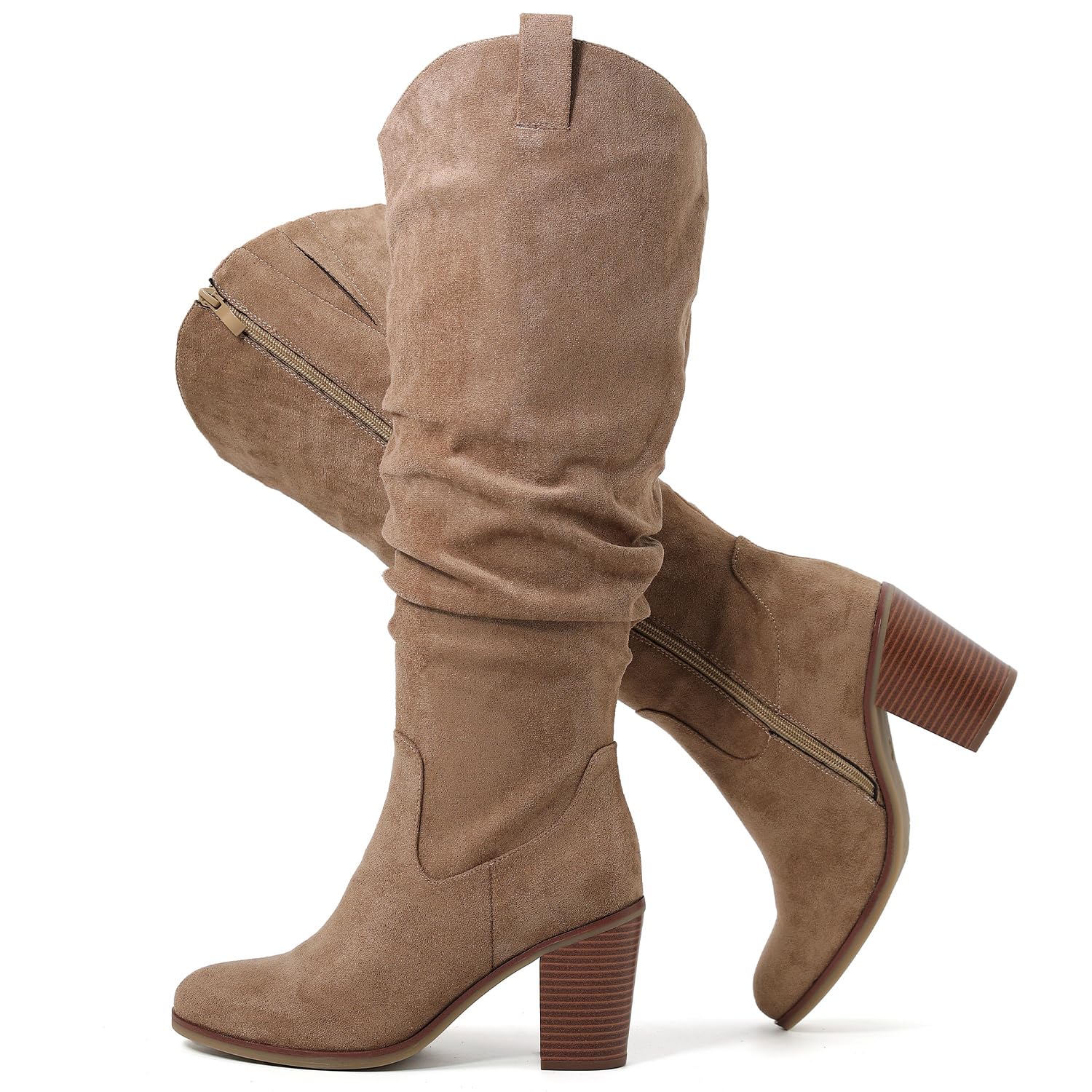 Luoika Women's Extra Wide Calf Cowboy Knee High Boots, Wide Width ...