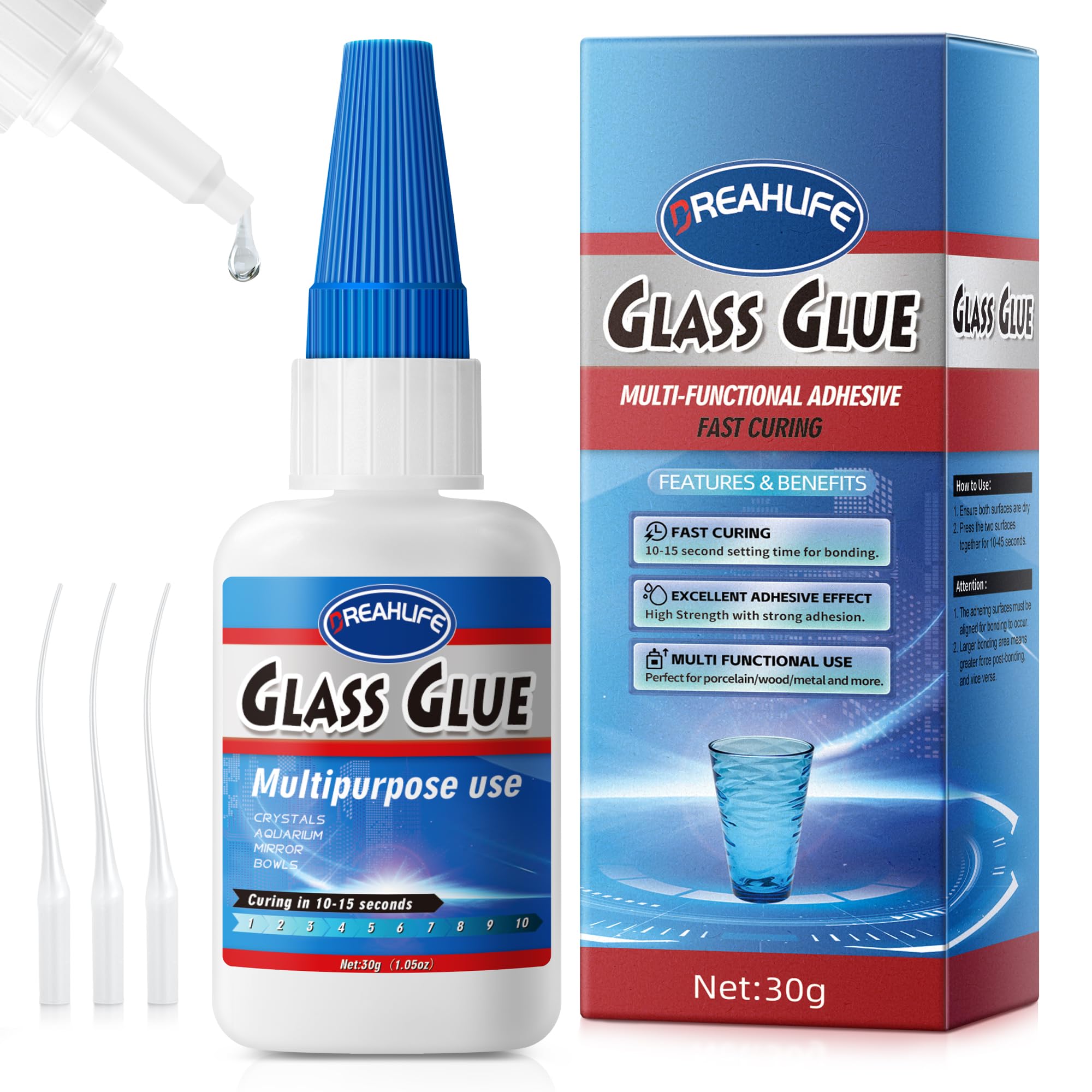 Super Glue for Glass Repair, 30g Super Instant Glass Glue, Clear ...