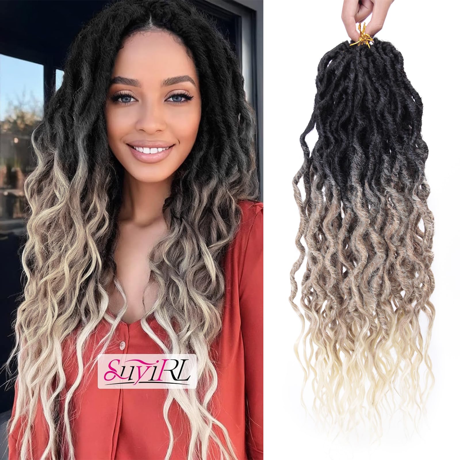 SuyiIRL Ombre Faux Locs Crochet Hair For Black Women Soft Locs 24 Inch ...