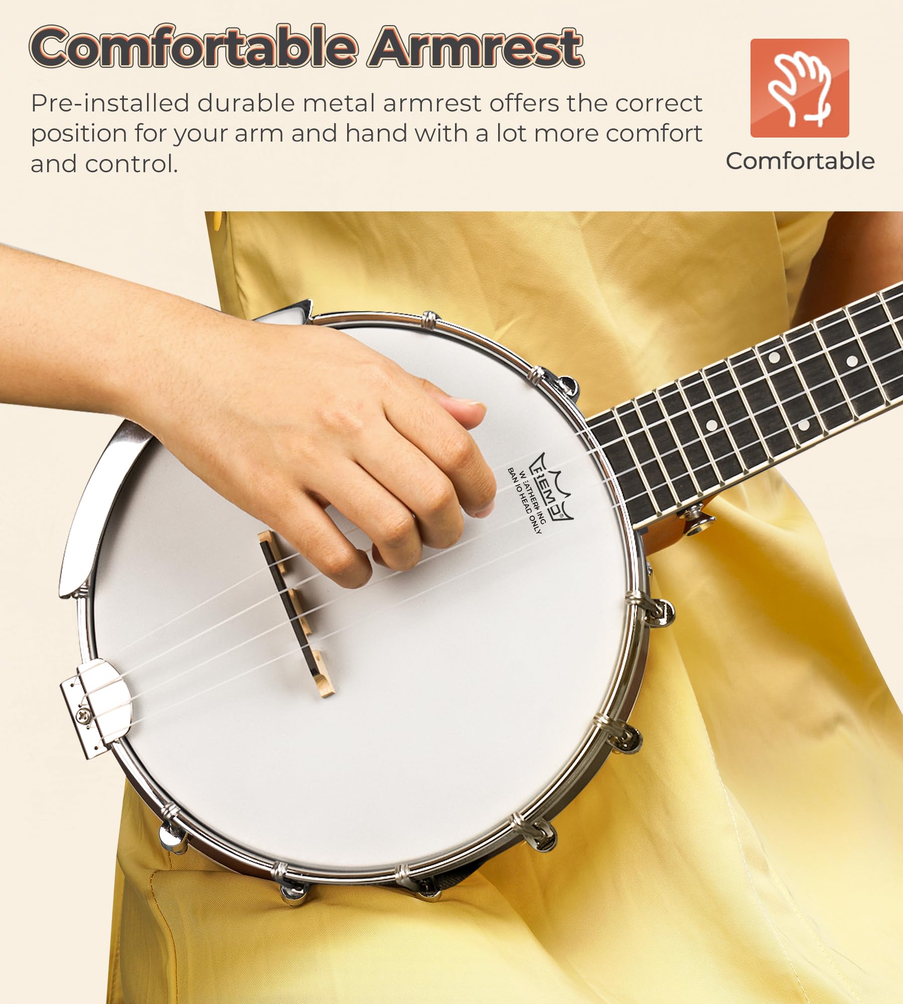 Mua Vangoa Banjolele 23 Inch with Premium REMO Head, Travel Mini Banjo ...