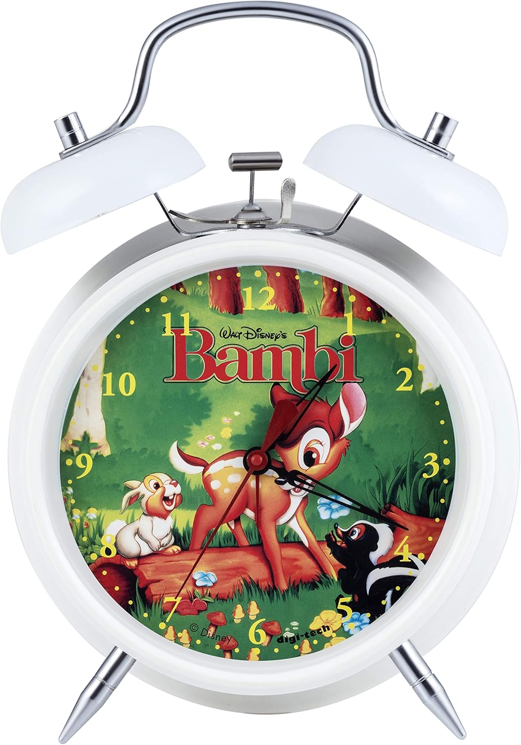 DigiTech Mechanical Alarm Clock by Disney, Plastic, Weiß Bambi, 12 x 6 ...