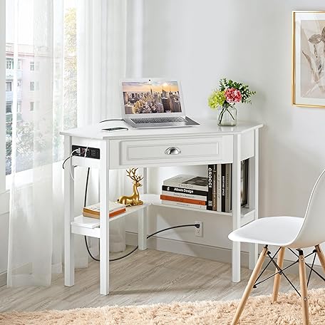 Mua Yaheetech L Shaped Corner Computer Desk with Power Outlets ...