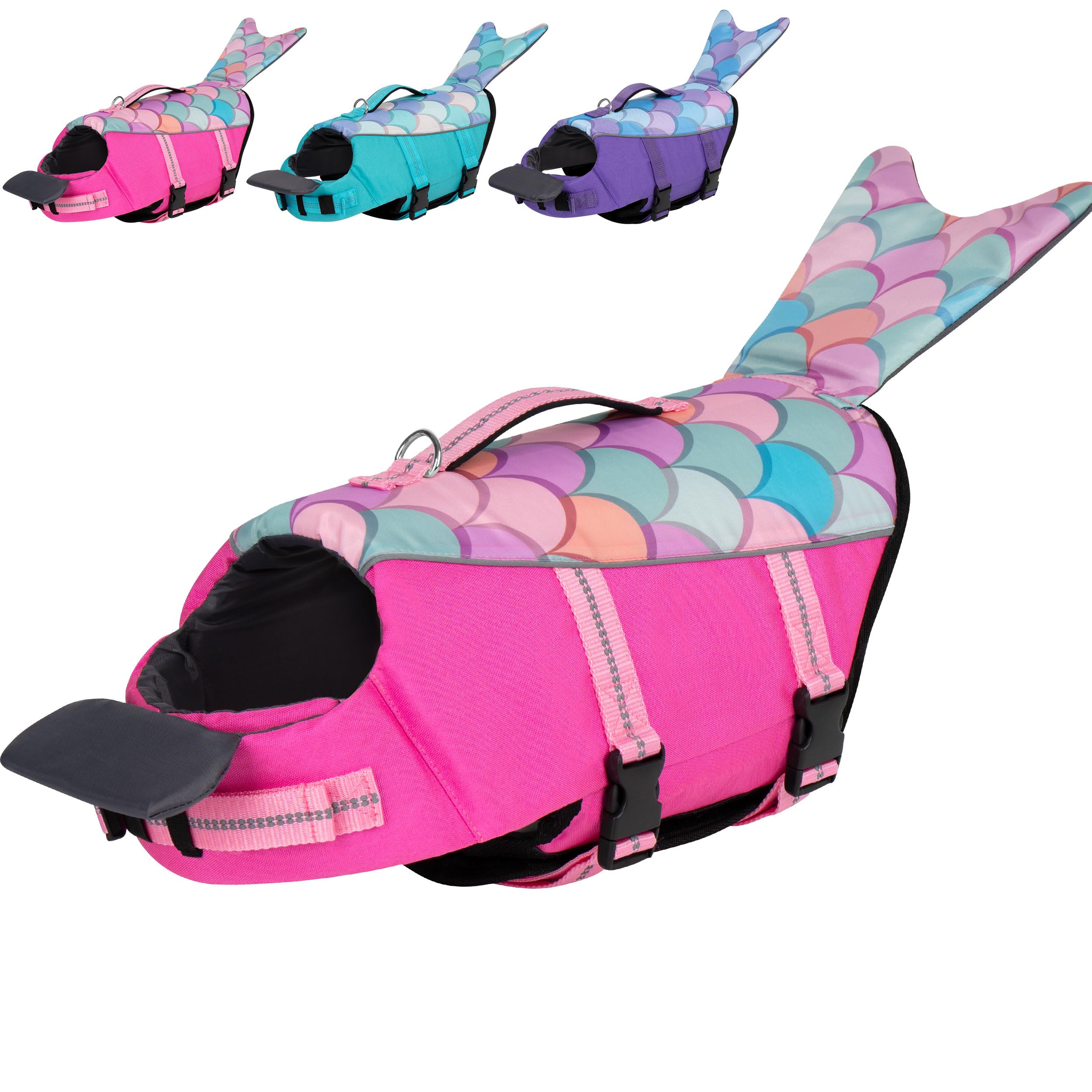cyeollo Dog Life Jacket Mermaid Safety Dog Vest with Rescue Handle for ...
