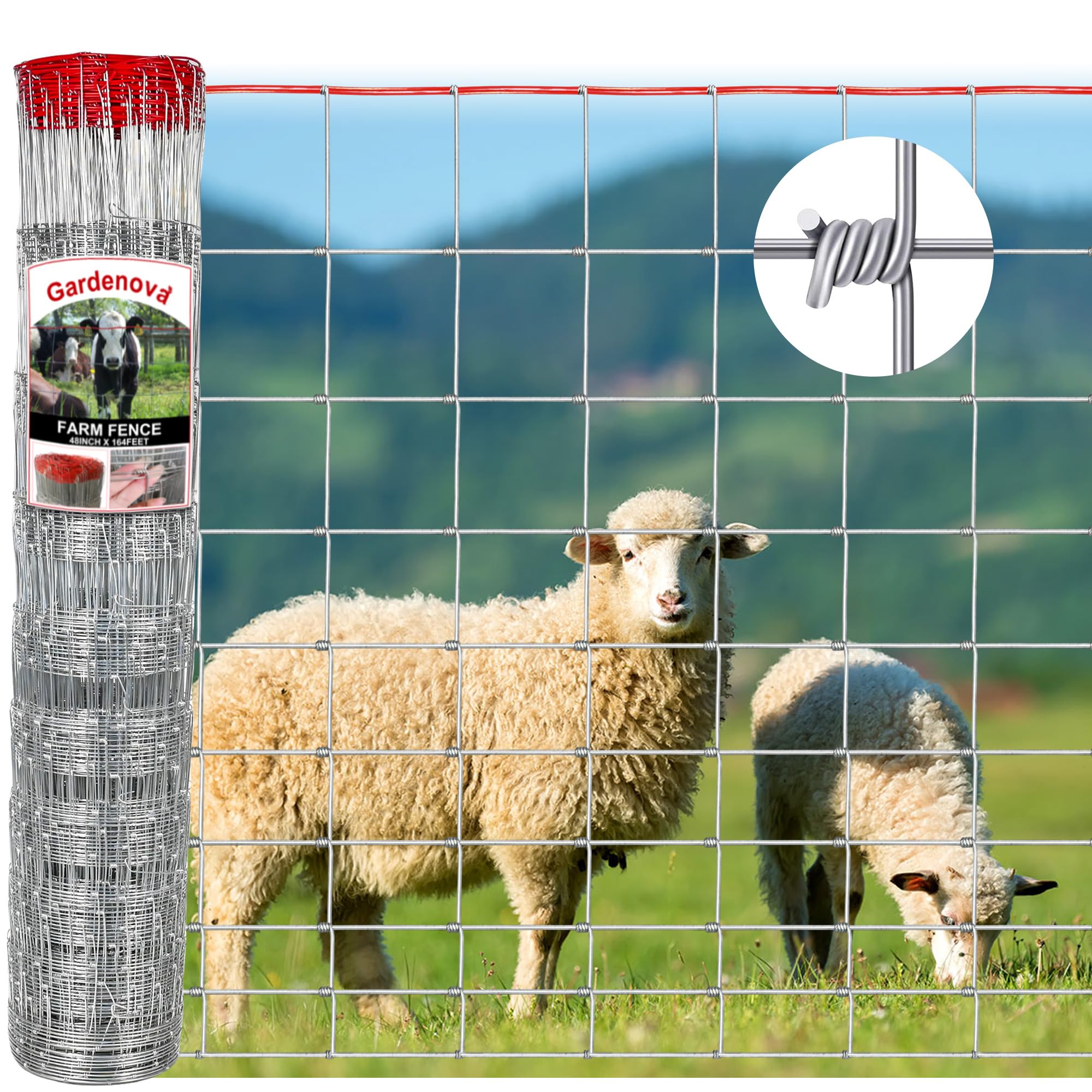 Thickened Heavy Duty Farm Fence, 4x164ft Galvanized Cattle Fence, Goat ...