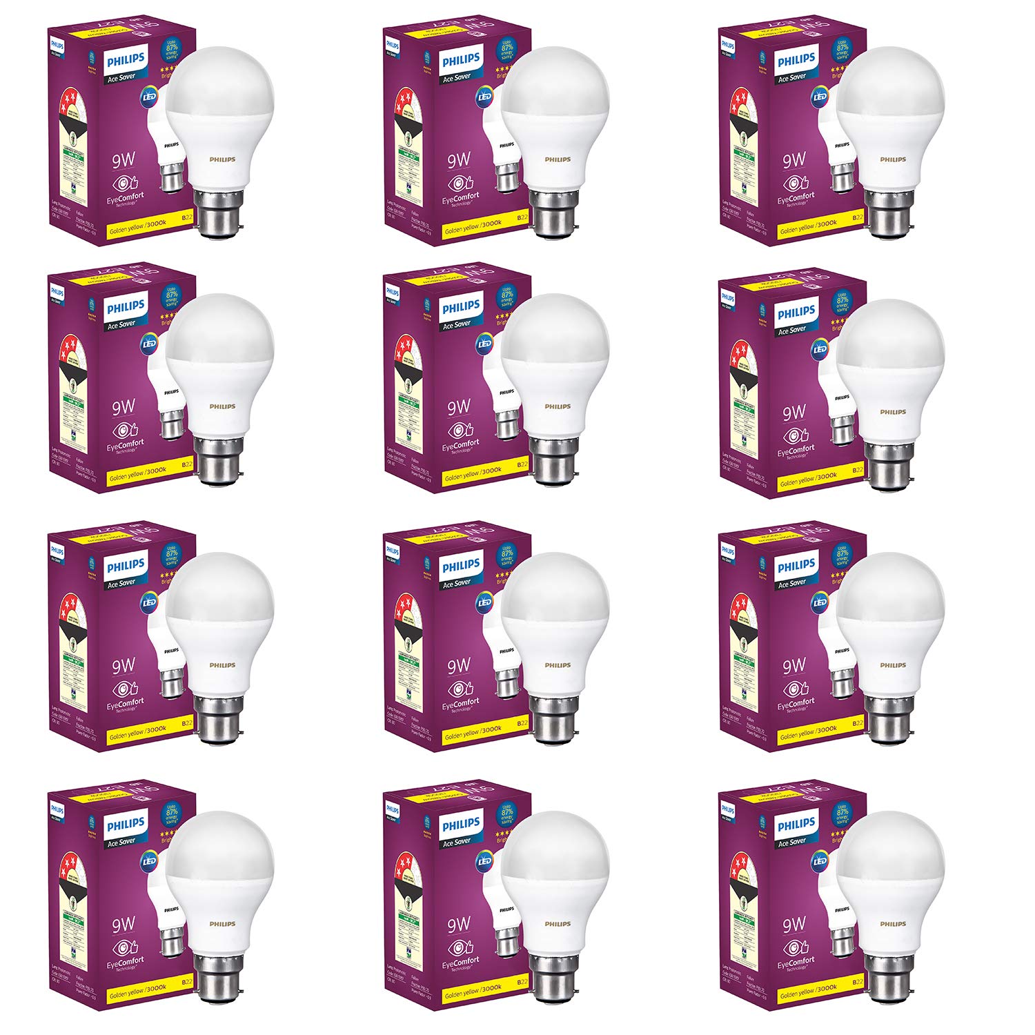 Buy Philips Base B22 9-Watt LED Bulb (Warm White and Golden Yellow ...