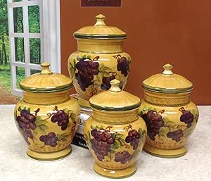 Amazon.com - Tuscany Grapes 4pc canisters Kitchen Decor Set - Kitchen ...