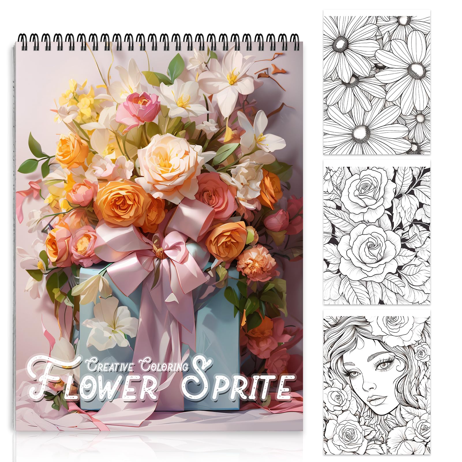 Flower Sprite Coloring Book for Adult Spiral Bound Coloring Books for ...