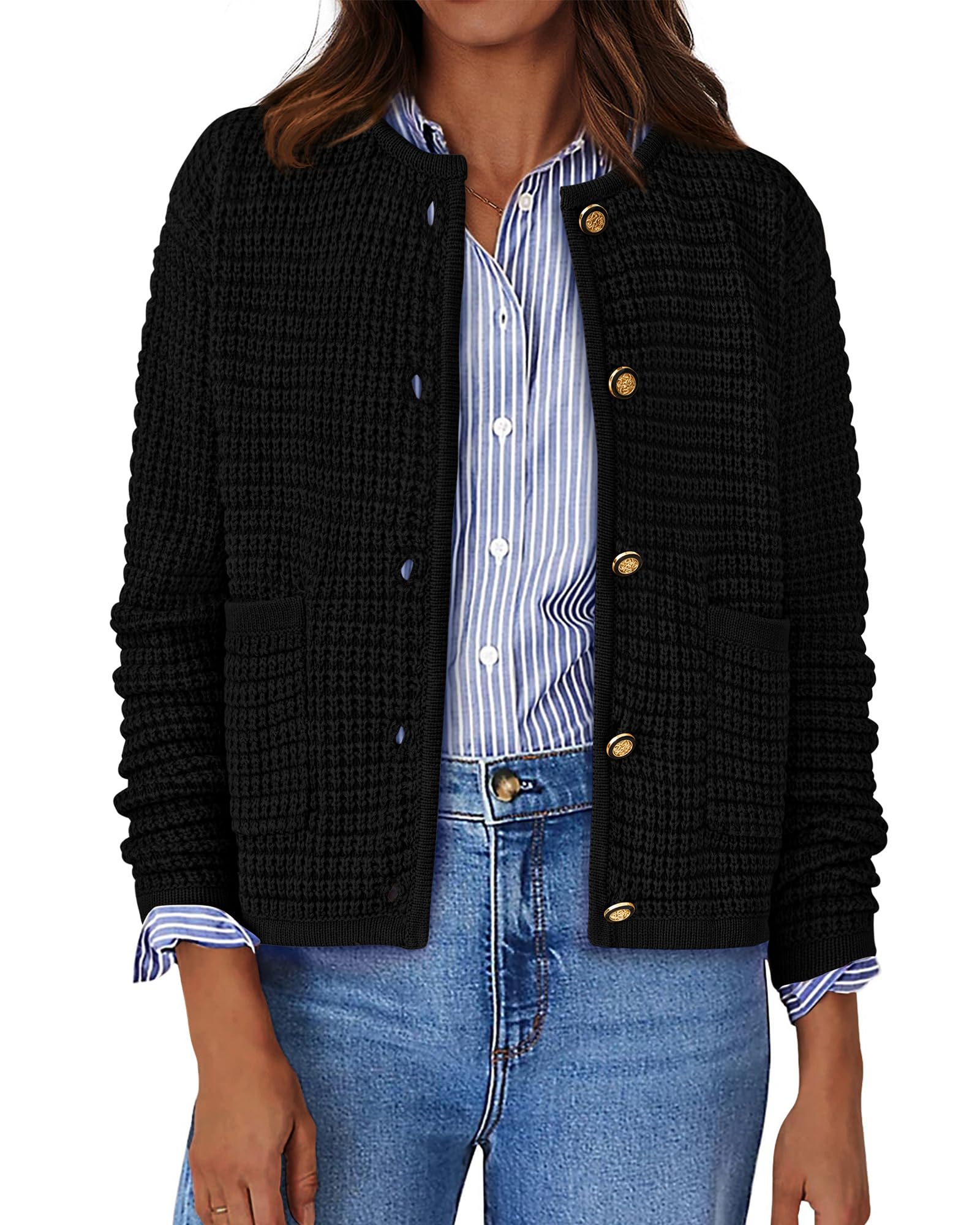 BTFBM Women Cardigan Sweaters Fall Fashion 2024 Button Down Long Sleeve ...