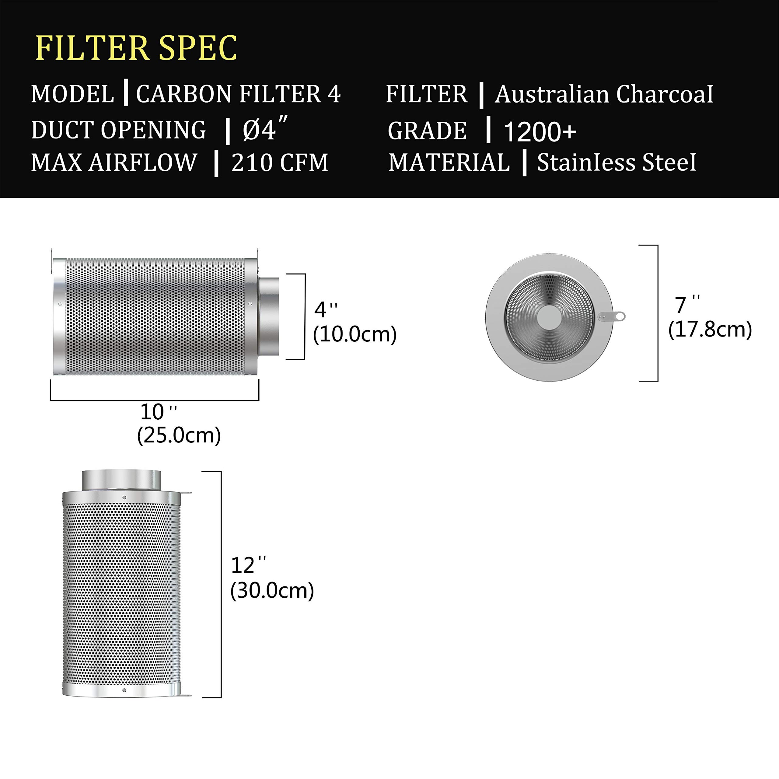 Mua 4inch Carbon Filter Odor Control with Australia Virgin Charcoal Two ...