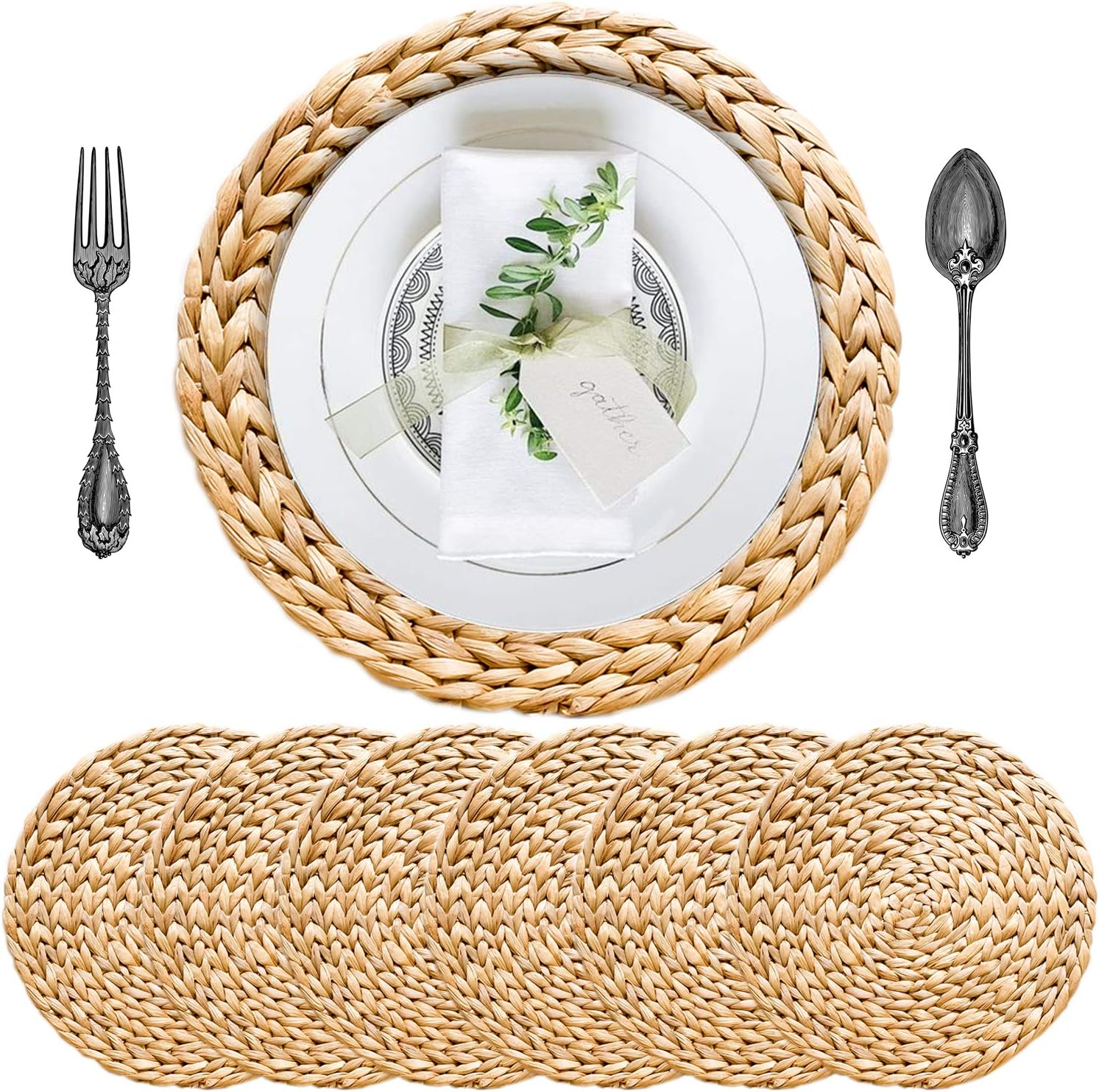 Amazon Round Placemats For Dining Table Water Hyacinth Wicker 
