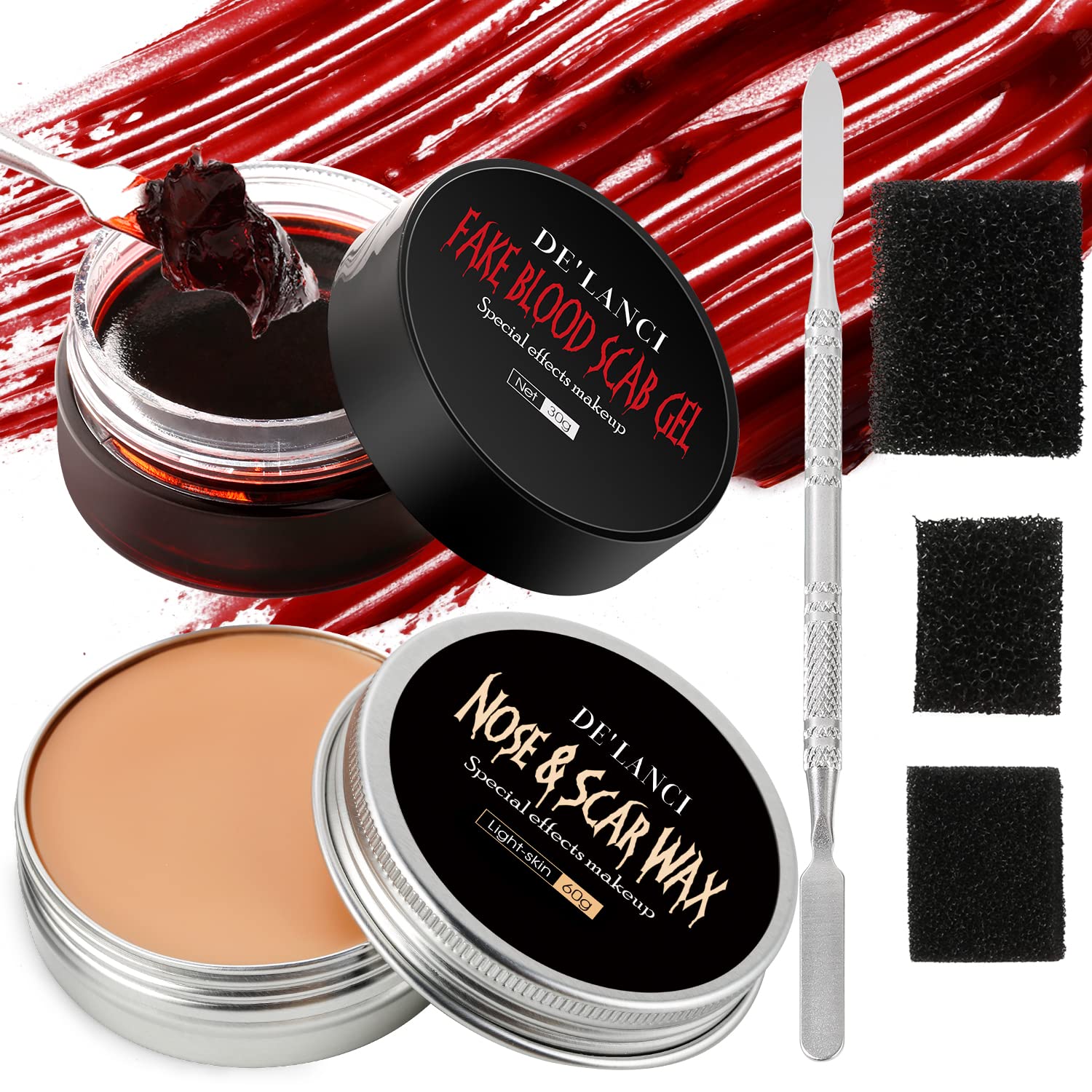 Mua DE'LANCI Sfx Makeup Kit, Modeling Scar Wax 2.1Oz + Fake Blood Scabs ...