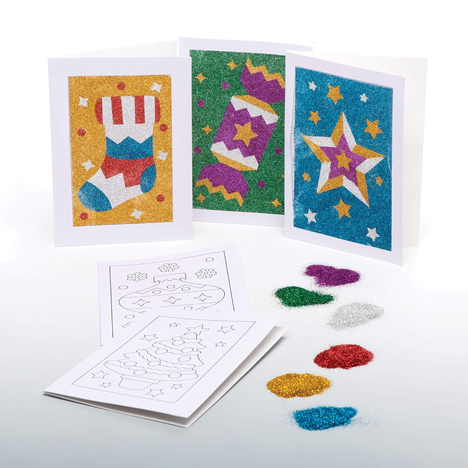 Baker Ross AT325 Christmas Card Kits for Kids-Pack of 6, Glitter Crafts ...