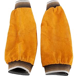 16.9'' Welding Arm Sleeves, Elastic Cuff Leather Arm Guard Protection ...