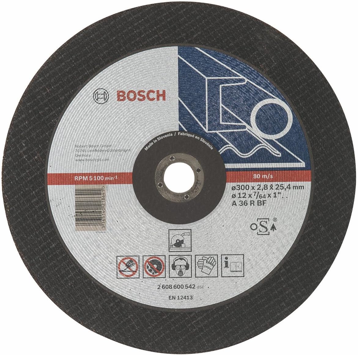 Bosch 2608600542 Disque à tronçonner A 36 R BF Métal Diamètre 300 mm ...