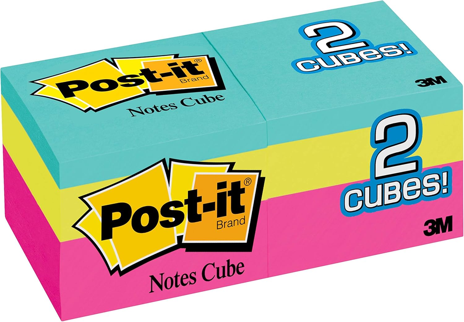 Post-it Notes Cube, 2 in x 2 in, Pink Wave, 400 Sheets/Cube, 2 Cube ...