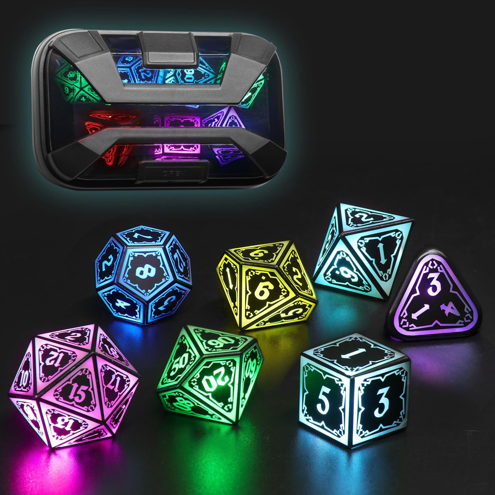 FONVGOGO Wireless Light Up Dice Set D&D RGB for Dungeons and Dragons ...