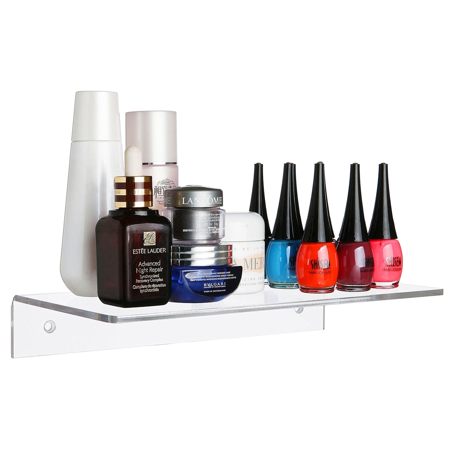 12 Inch Contemporary Clear Acrylic Floating Shelf / Wall Mounted ...