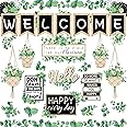 Amazon.com: Whaline 29 Pieces Eucalyptus Bulletin Board Set Welcome ...