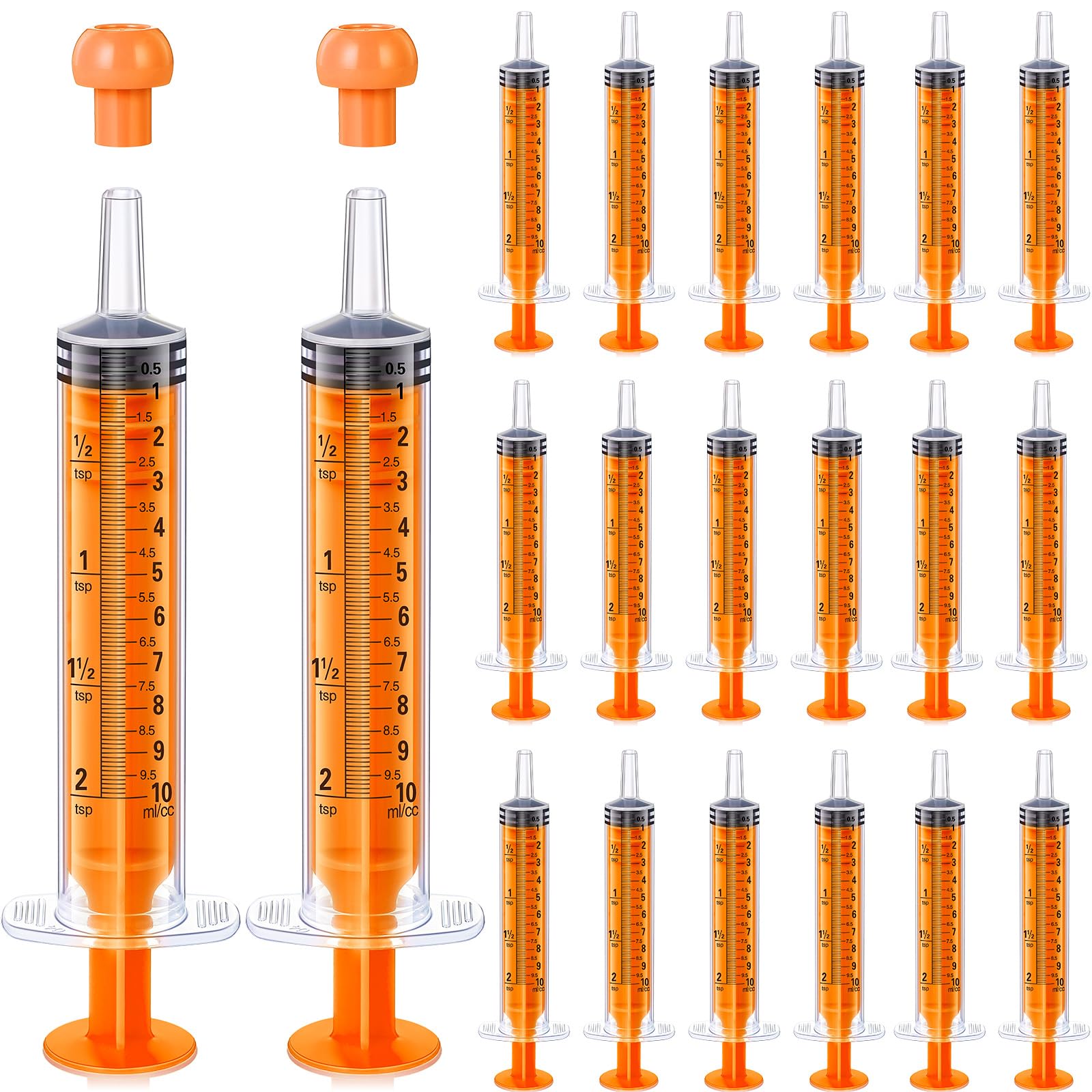 TrelaCo 20 Pack 10ml Oral Syringes with Cap for Liquid Plastic Syringe ...