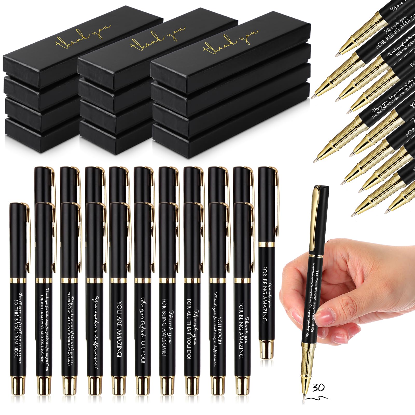 PerKoop 30 Sets Thank You Pens Employee Appreciation Ballpoint Pen with ...