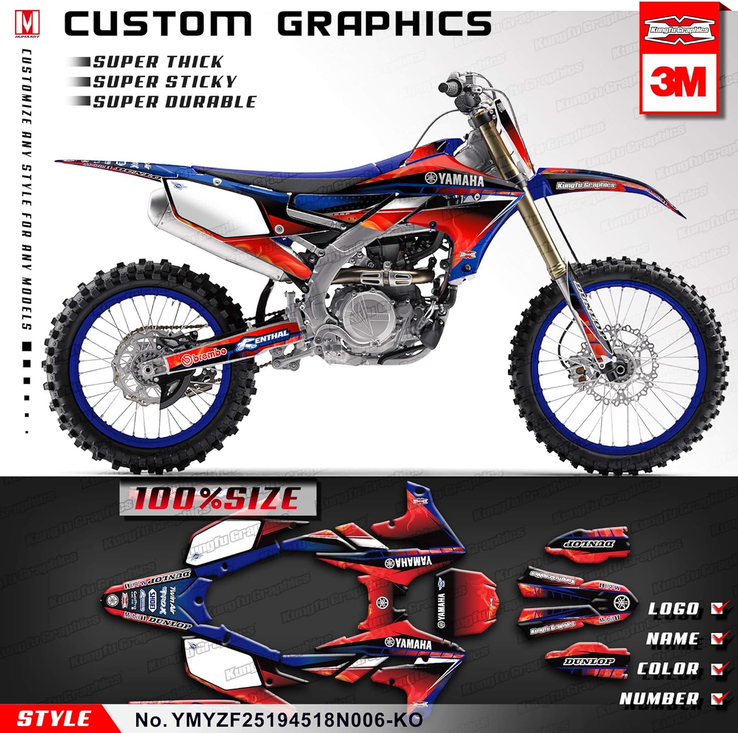 Amazon.com: Kungfu Graphics Custom Decal Kit for 2019 2020 2021 Yamaha ...