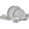 Amazon.com | Pfaltzgraff Rowan Gray 12 Piece Plate Bowl Dinnerware Set, Service for 4 ...
