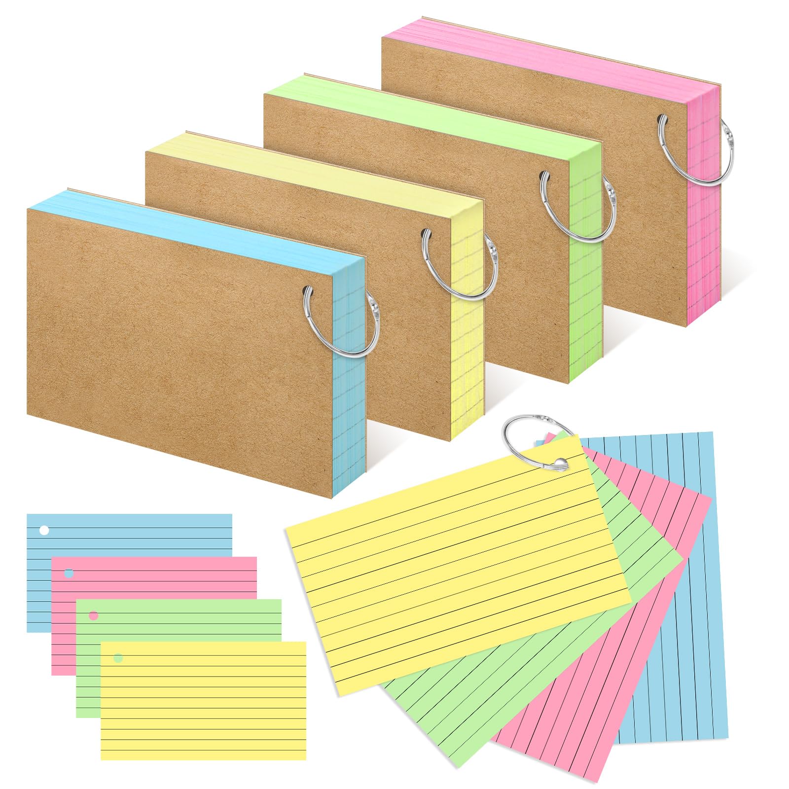 Mua Colored Index Cards 3x5 Inches Flash Cards with Ring Lined ...