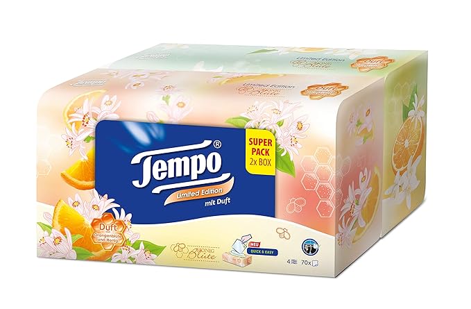 Tempo Facial Tissue Box Limited Edition 4-ply 70pulls (Pack of 2 ...