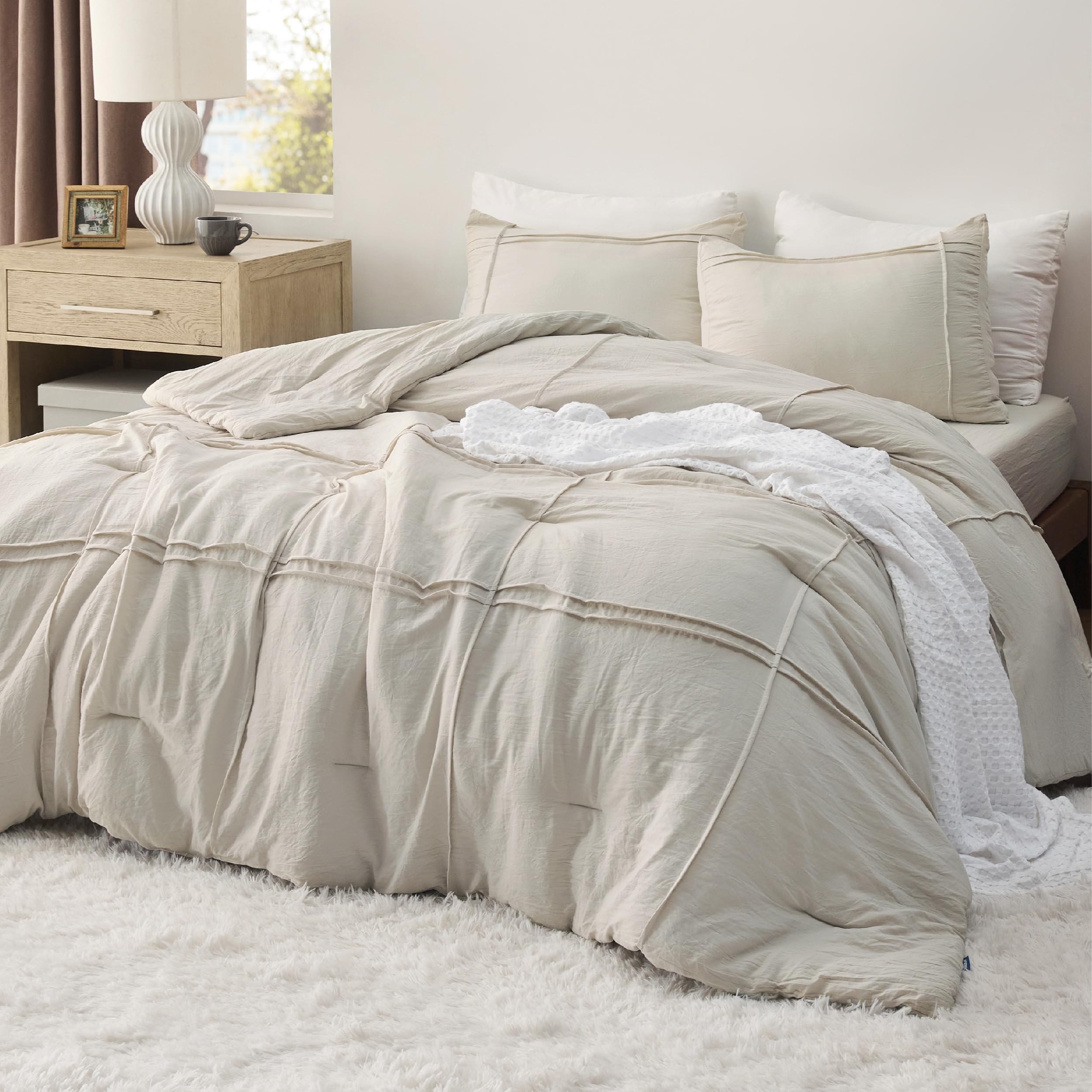 Bedsure Queen Comforter Set with Sheet - 4 Pieces Soft Beige Bedding ...