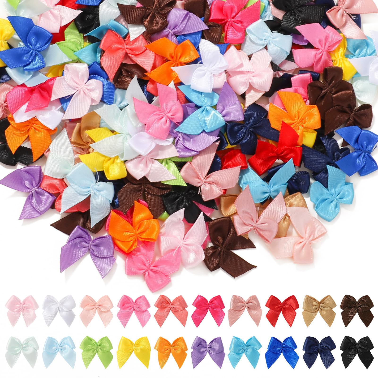 yoyokid 200 Pcs 1" Mini Satin Ribbon Bows, Tiny Crafts Bows Decoration ...