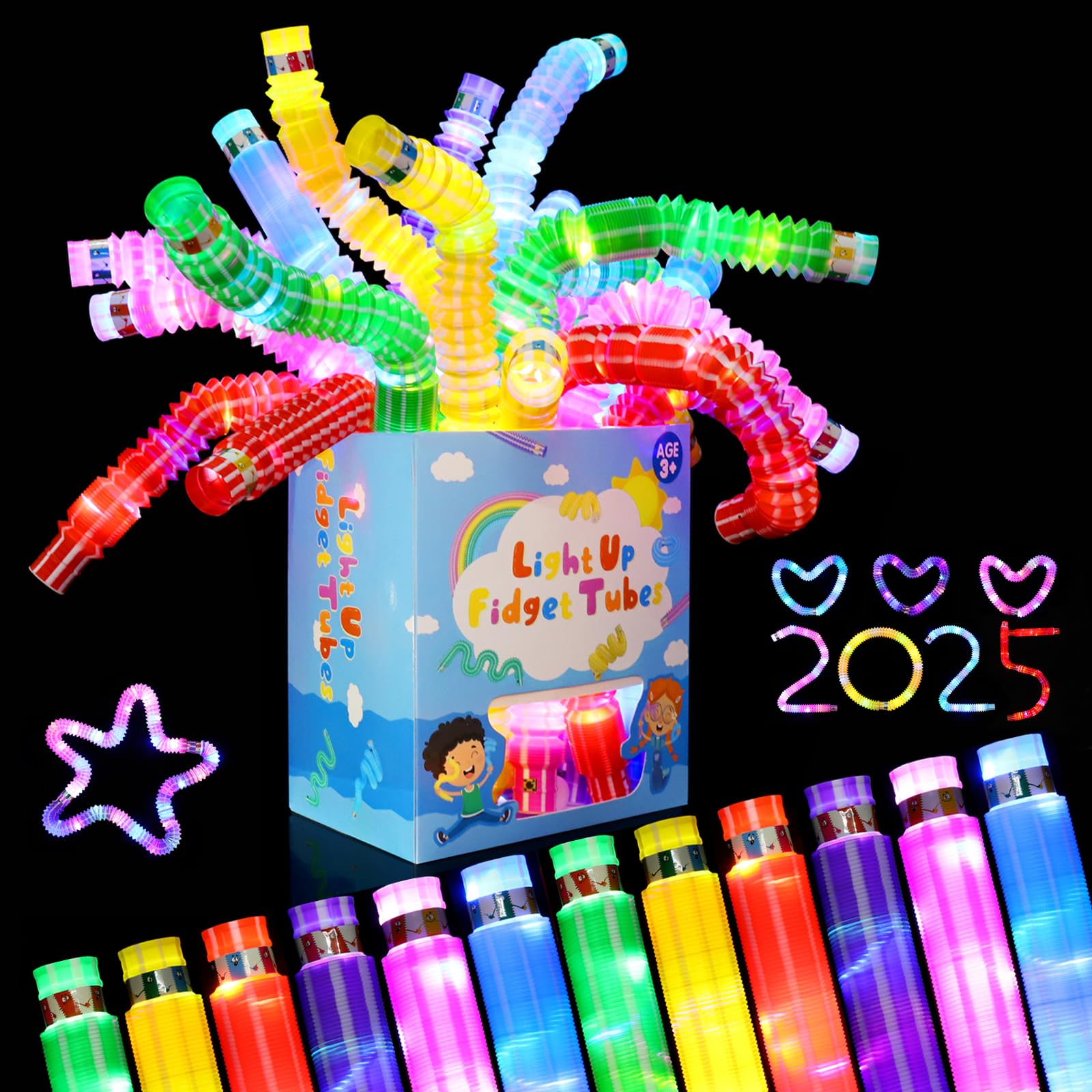 24 Pcs Glow Sticks 4th of July Party Favors for Kids, Light Up Tubes ...