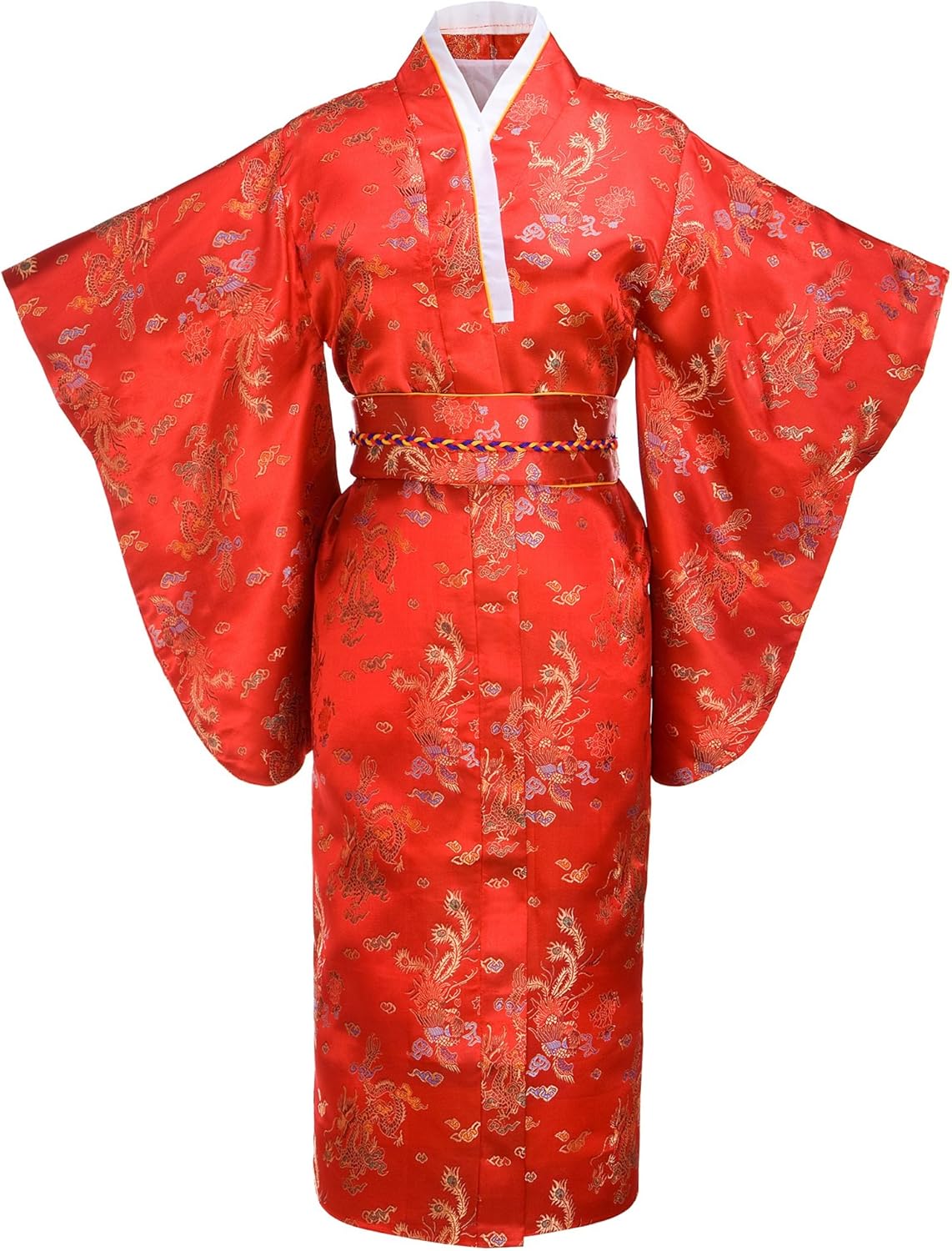 Amazon.com: FADSHOW Women's Traditional Dragon Phoenix Kimono Robe with ...
