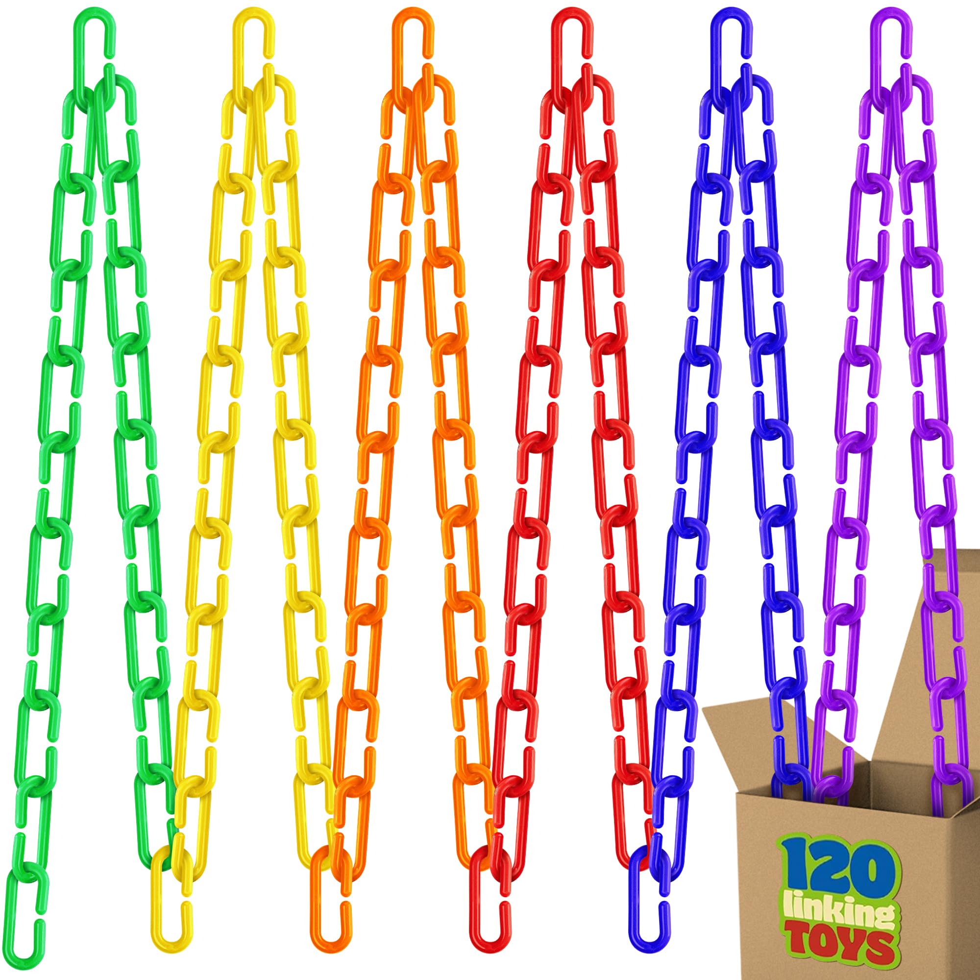 Skoolzy 120 Pcs Plastic Chain Links for Kindergarten, Link and C Clips ...