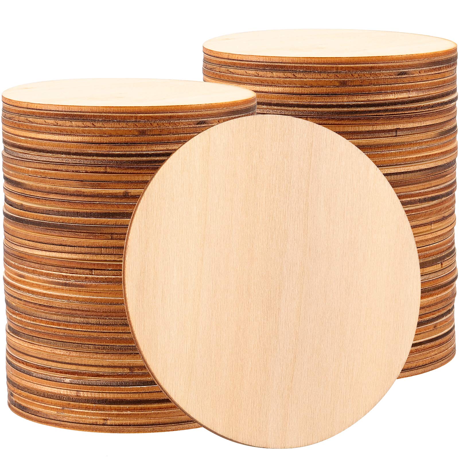 ZEONHAK 50 Pack 7.8 Inches Wood Circle for Craft, Natural Unfinished ...
