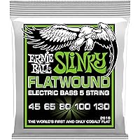 Amazon.com: Ernie Ball 5-String Flatwound Bass Guitar Strings, 45-130 ...