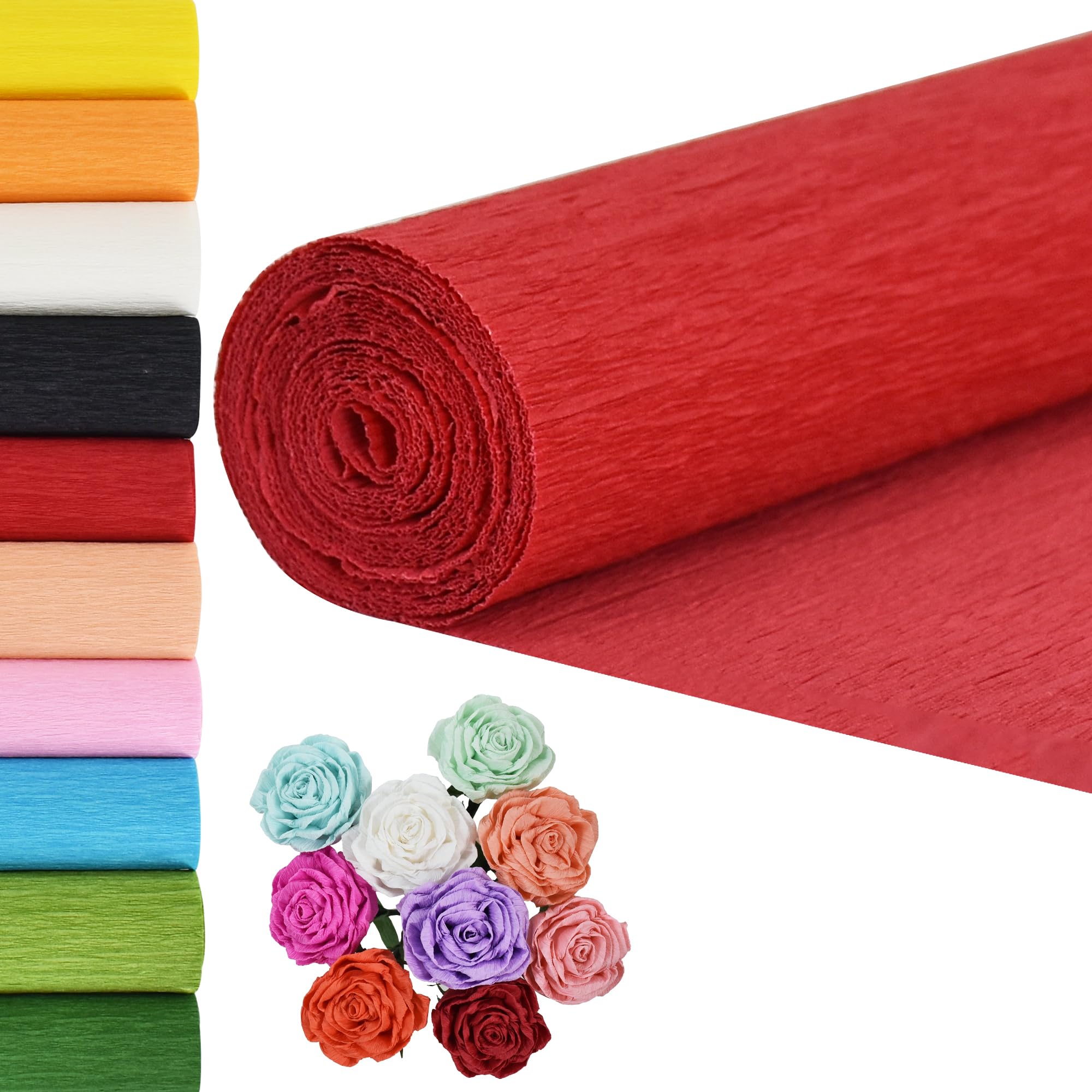BEISHIDA Red Crepe Paper Roll, 9.8 Inch Wide 8ft Long Crepe Paper Sheet ...