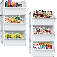 Amazon.com: Skywin Plastic Stackable Storage Bins for Pantry - 6 Pack ...