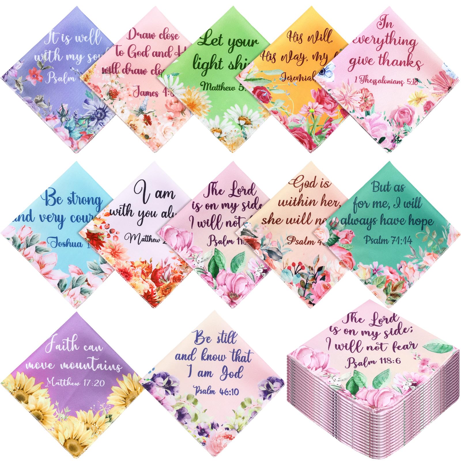 FuWeave 48 Pcs Christian Handkerchiefs for Women Inspirational Bible ...