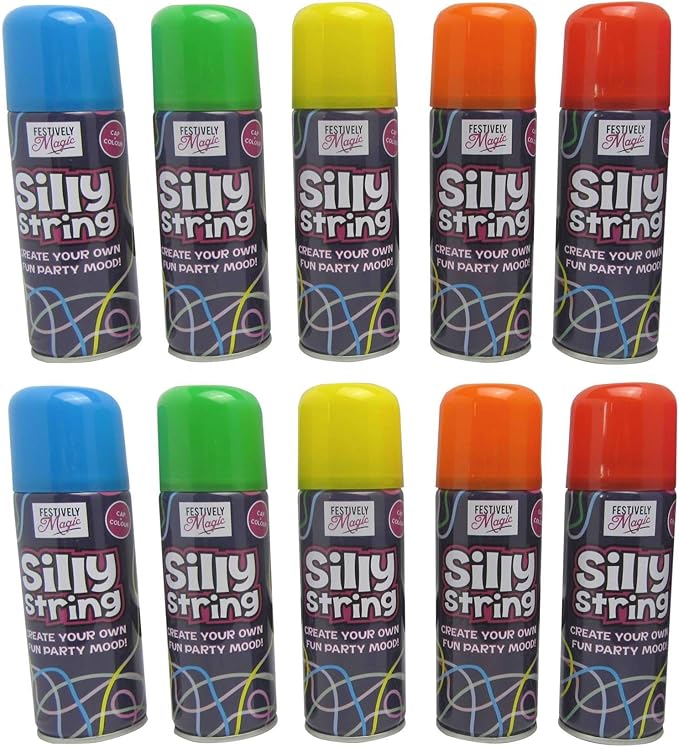 Can of Silly String (assorted colours) - Box of 10: Amazon.co.uk: Toys ...