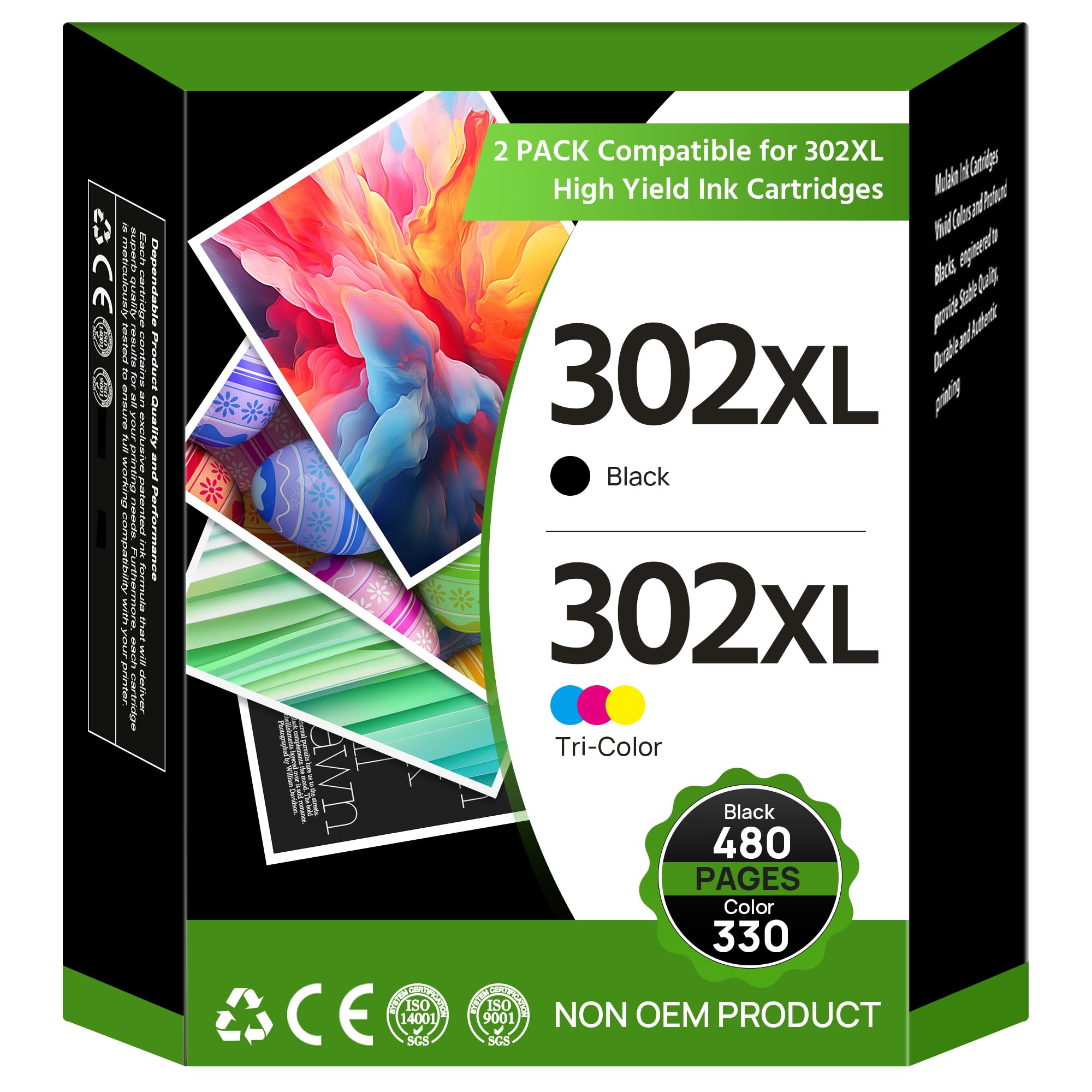 302XL Ink Cartridges Black and Colour 2-pack Replacement for HP 302 Ink ...