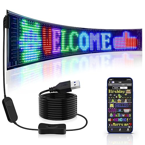 RAYHOME Scrolling Huge Bright Advertising LED Signs, Flexible USB 5V ...