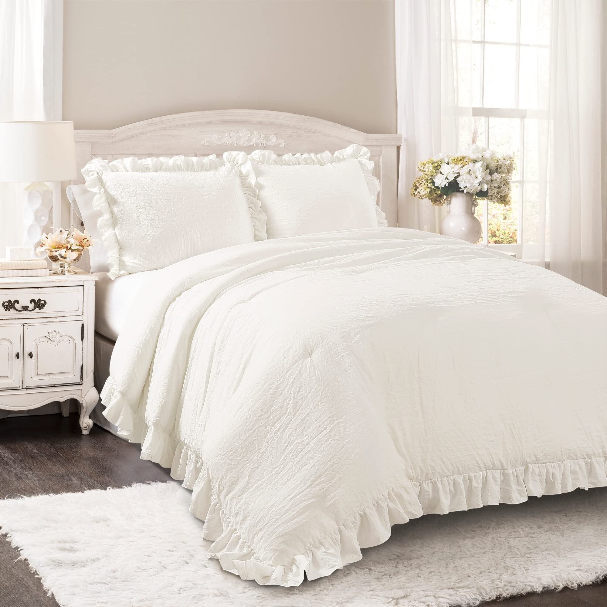 Lush Decor Reyna Ruffle Comforter Set - 3 Piece Cozy Ruffled Bedding ...