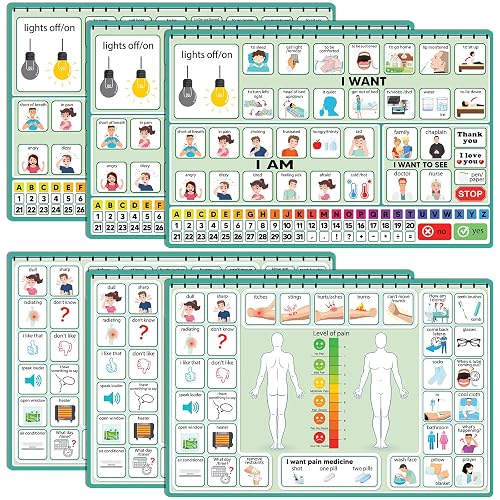 6 Pcs Communication Board for Nonverbal Adults Aphasia Colorful Picture ...