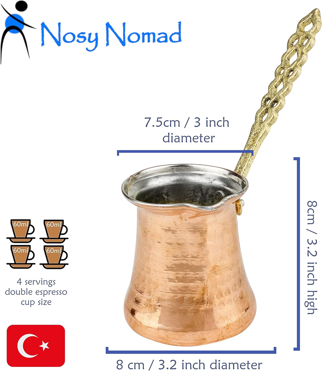 Coffee Set: Copper Cezve Coffee Pot, Ibrik Coffee Spoon, 100 Gram ...