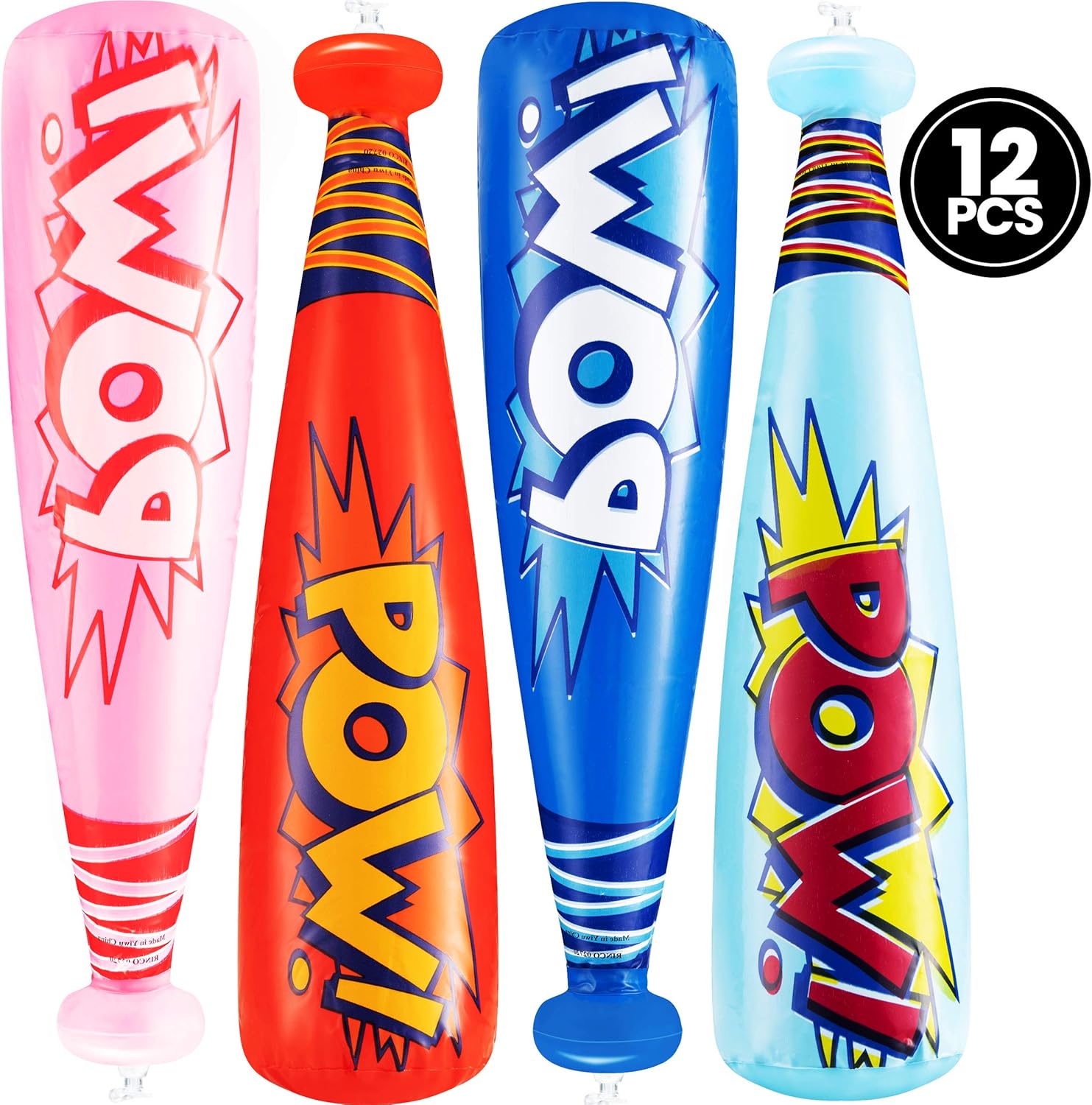 Bedwina Pow Inflatable Baseball Bats - (Pack of 12) Oversized 20 Inch ...
