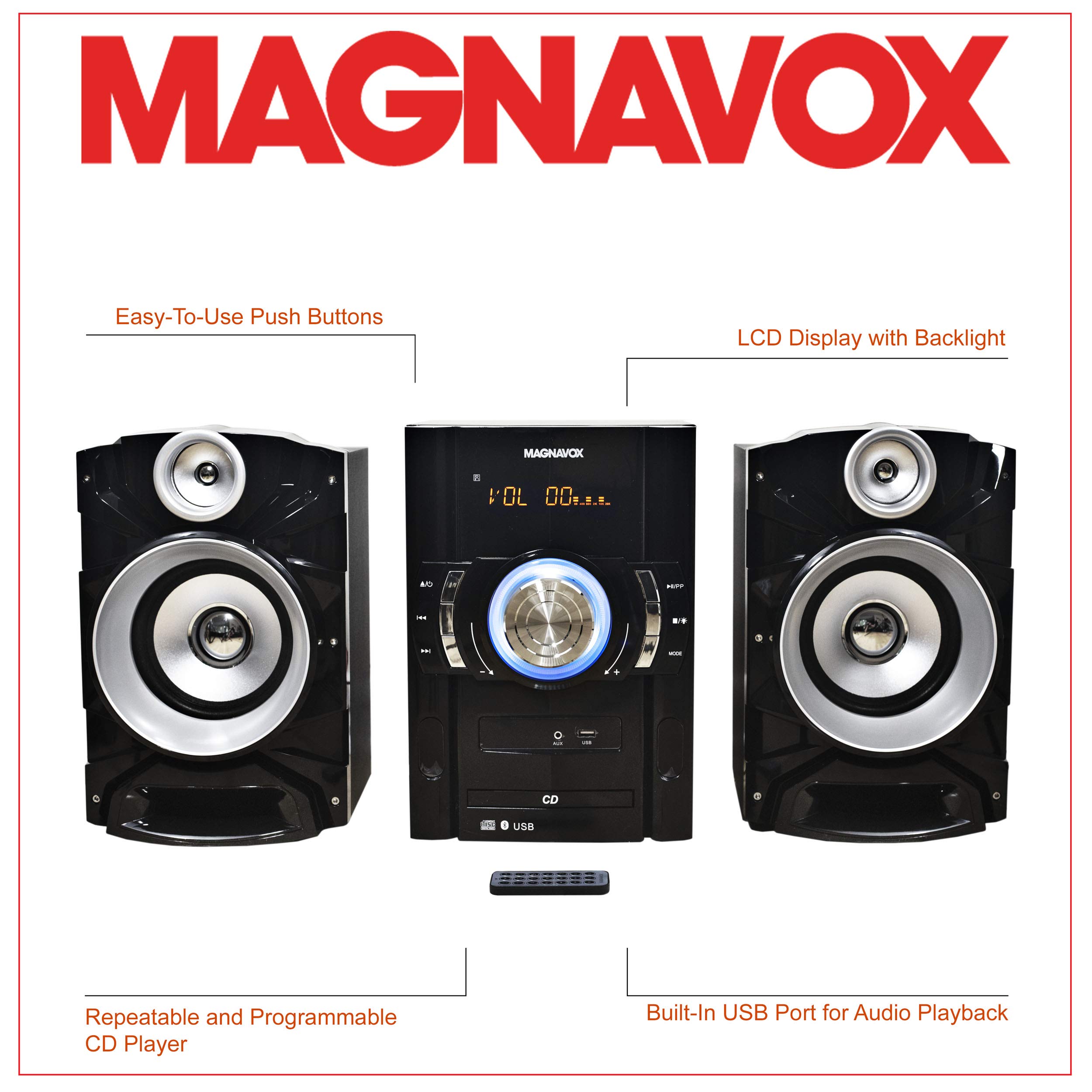 Mua Magnavox MM440 3-Piece CD Shelf System with Digital PLL FM Stereo ...