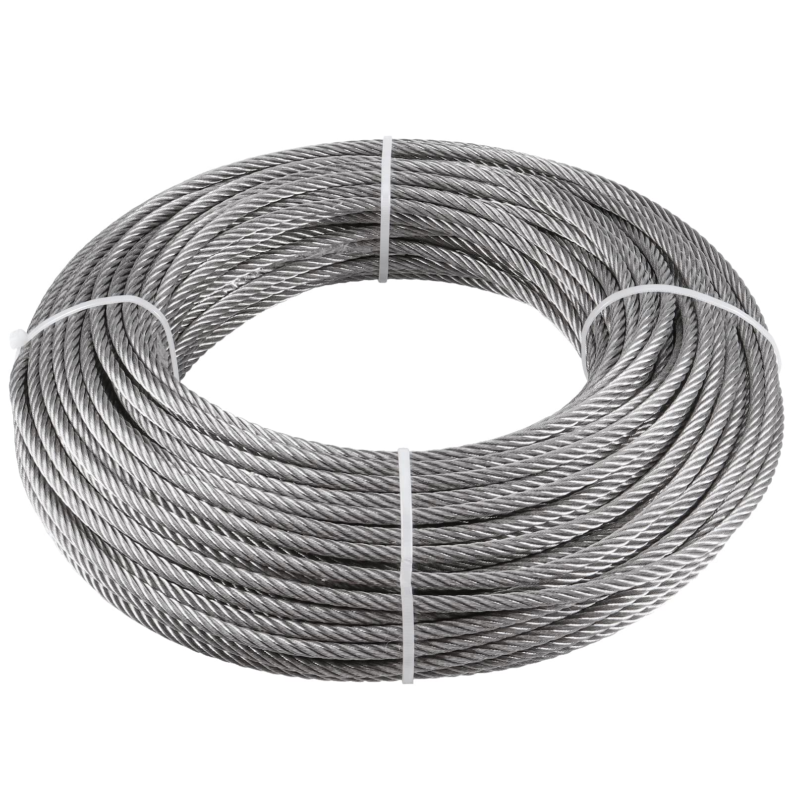 SINJEUN 164 Feet 1/4 Inch Stainless Steel Wire Rope, 7 X 19 Strands ...